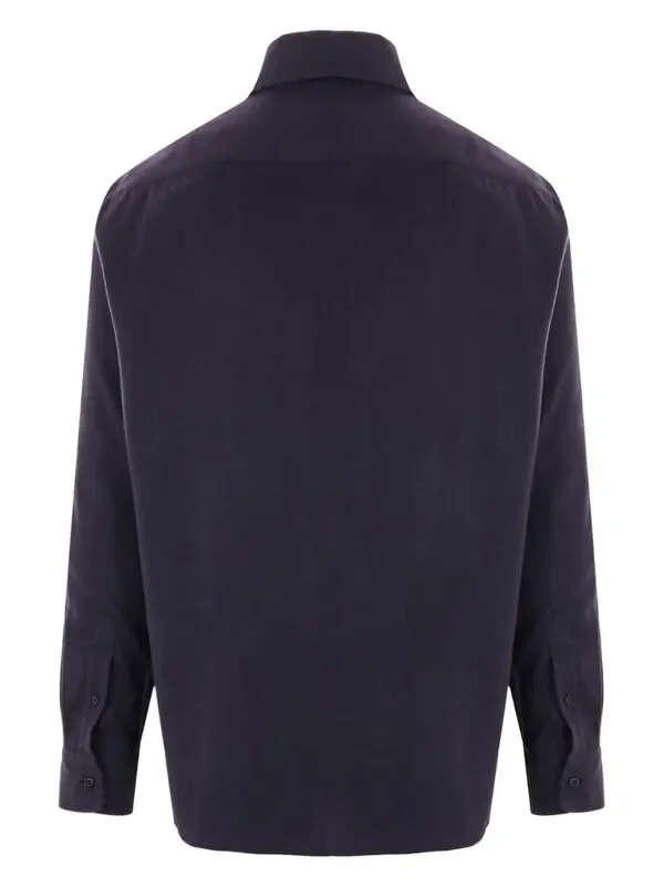 Brunello Cucinelli Herringbone Cotton Blend Shirt - Blue