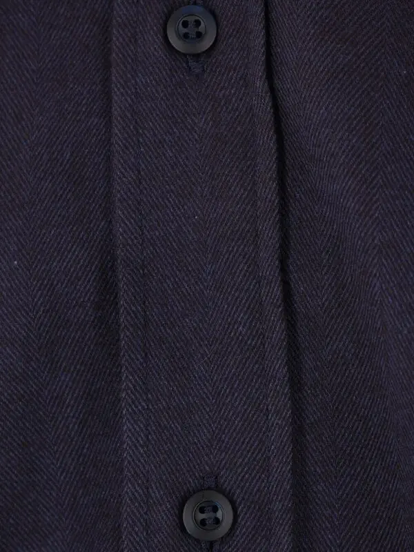 Brunello Cucinelli Herringbone Cotton Blend Shirt - Blue