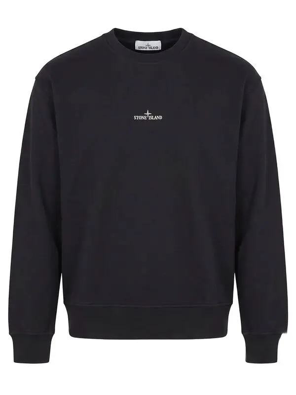 Stone Island Crew Neck Sweatshirt With Back Print - Black