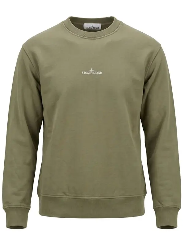 Stone Island Crew Neck Sweatshirt With Print On The Back - Green