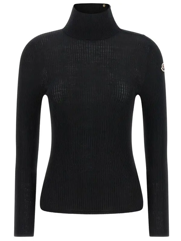 Moncler Knitted Wool Sweater - Black