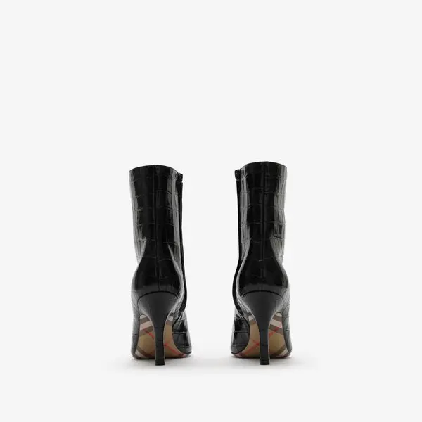 Burberry Crocodile-effect Leather Dame Ankle Boots