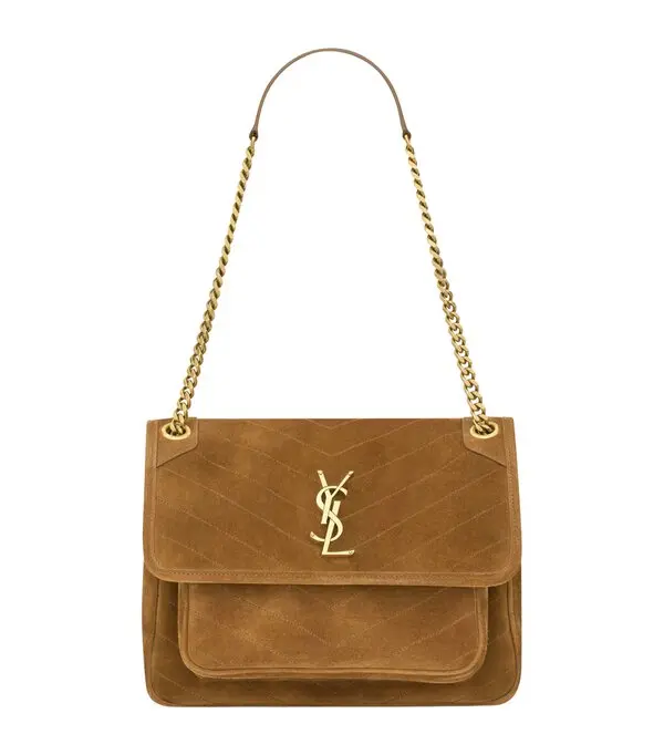 Saint Laurent Medium Suede Niki Shoulder Bag - Beige