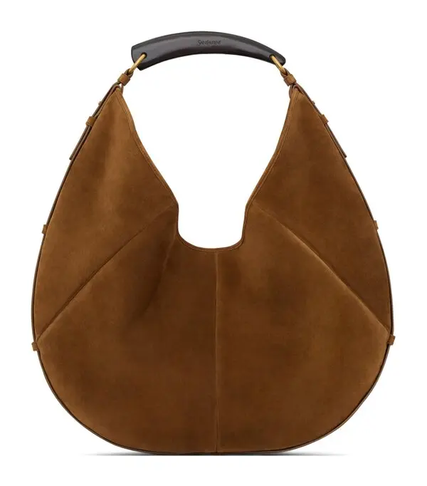 Saint Laurent Large Suede Mombasa Shoulder Bag - Beige