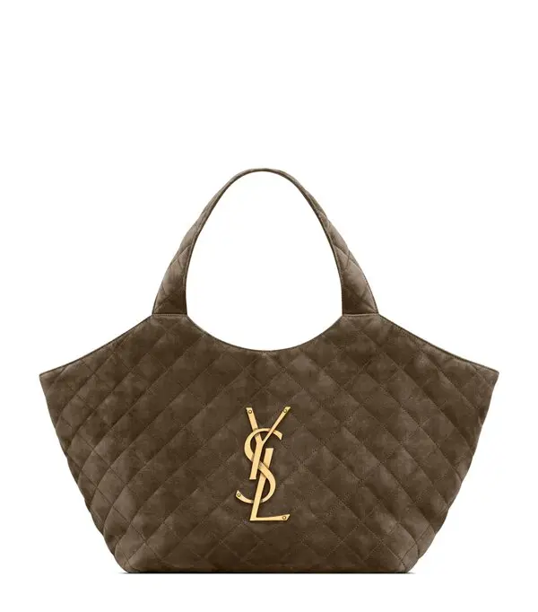 Saint Laurent Medium Suede Icare Tote Bag - Green