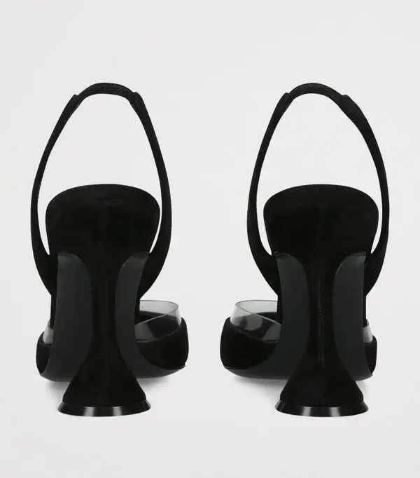 Amina Muaddi Suede Lara Slingback Heels 95