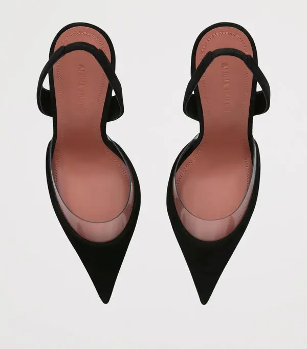 Amina Muaddi Suede Lara Slingback Heels 95