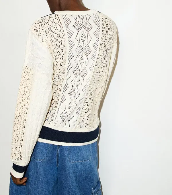 Max & Co. Cotton Crochet V-neck Sweater