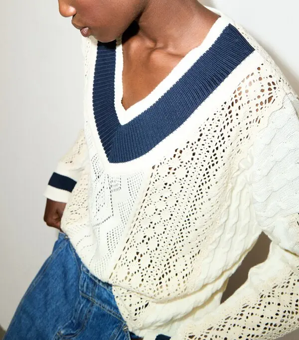 Max & Co. Cotton Crochet V-neck Sweater