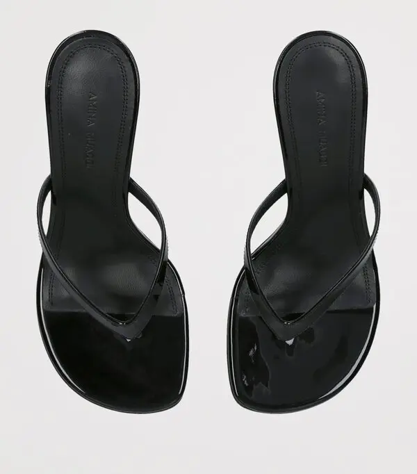Amina Muaddi Patent Leather Juliette Heeled Sandals 70