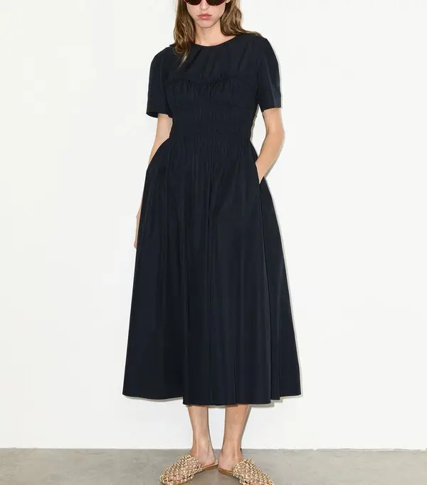 Max & Co. Cotton-virgin Wool Shirred Midi Dress