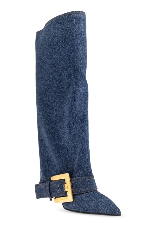 Balmain Denim Heeled Boots