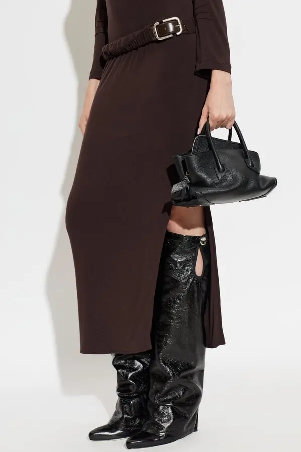Attico La Passeggiata Mini' Textured Leather Bag - Black