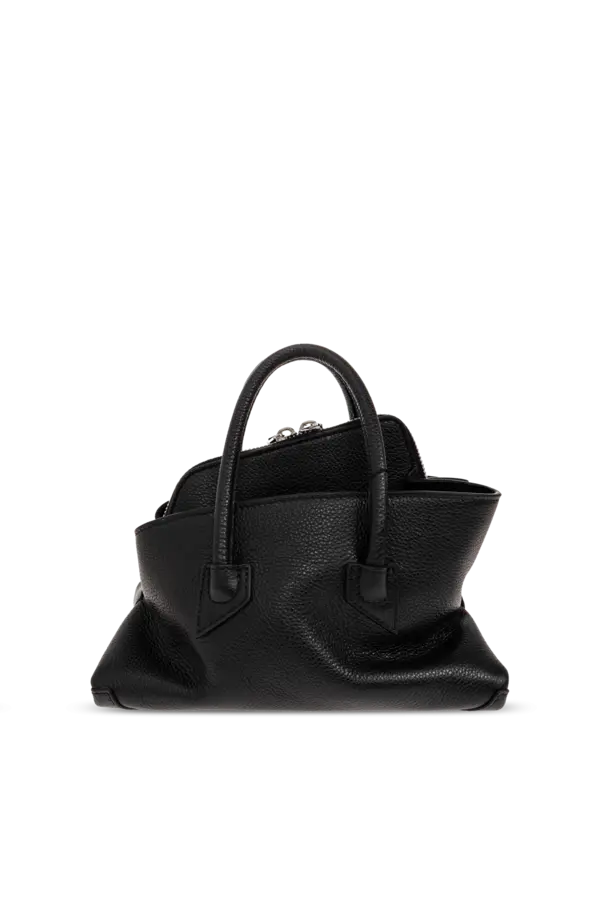 Attico La Passeggiata Mini' Textured Leather Bag - Black