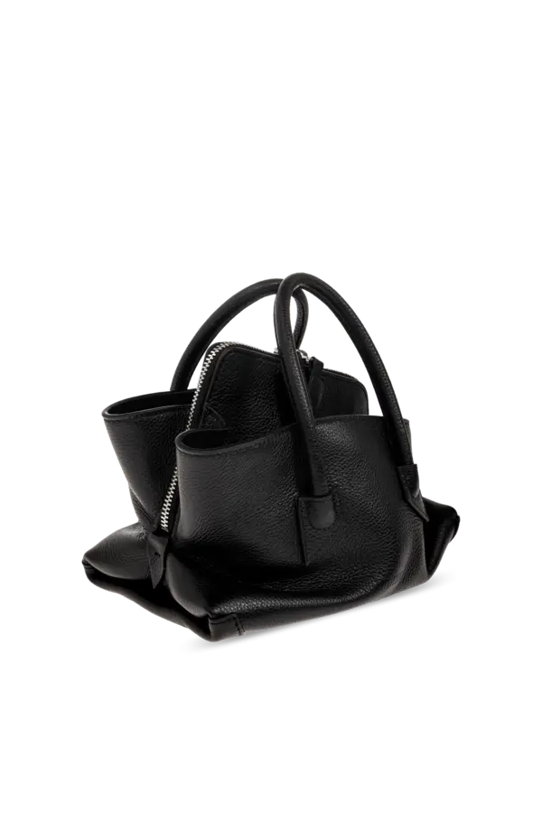 Attico La Passeggiata Mini' Textured Leather Bag - Black