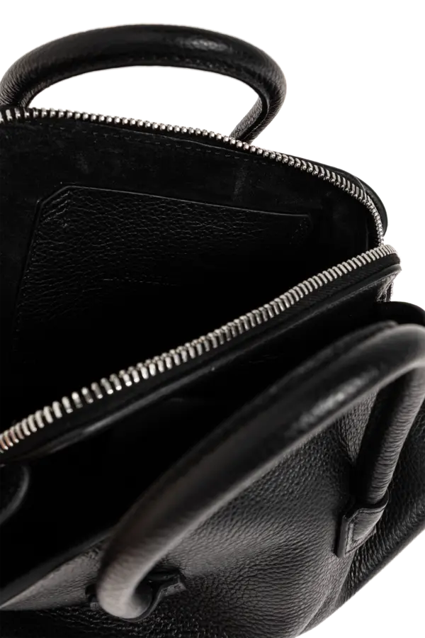 Attico La Passeggiata Mini' Textured Leather Bag - Black