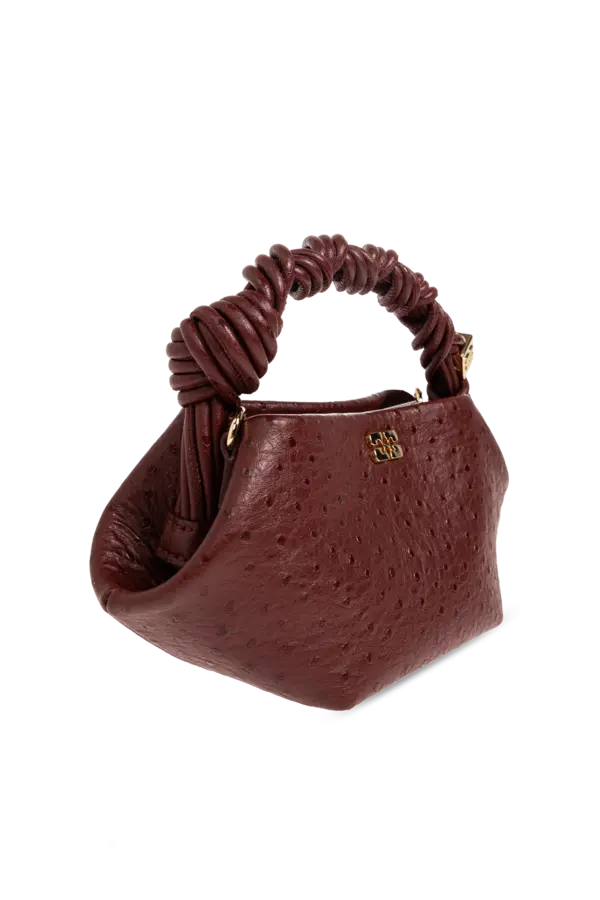 GANNI Hexagonal Eco Leather Handbag With Braided Handle - Burgundy
