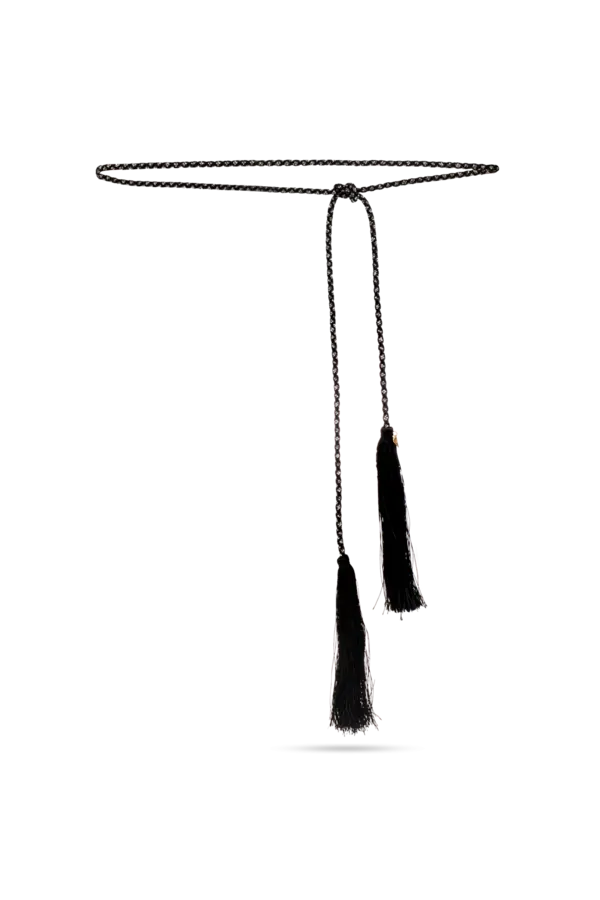 FORTE_FORTE Braided Belt With Shimmering Crystals - Black
