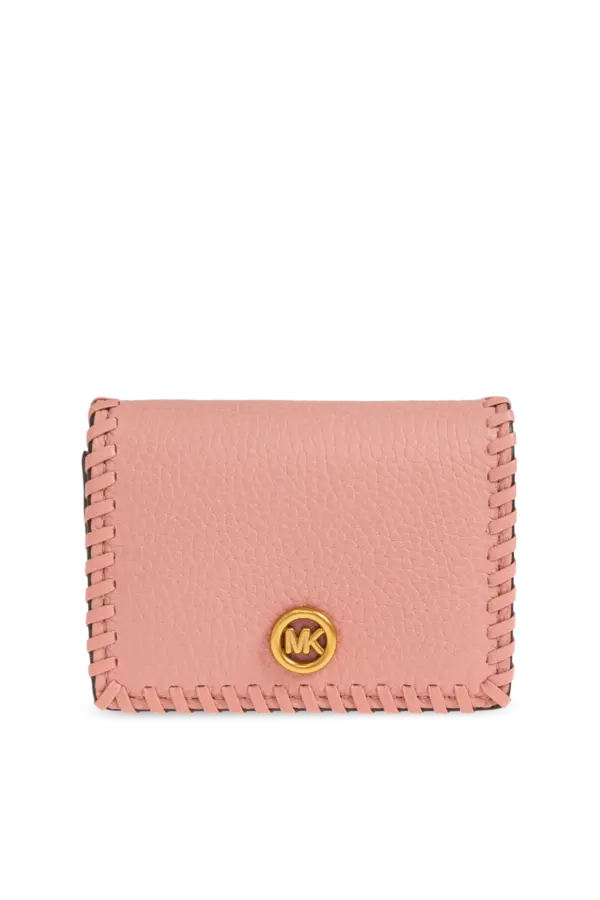 Michael Kors Leather Card Holder With Logo - Pink