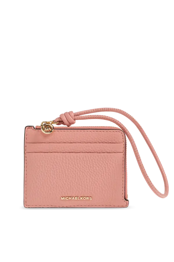 Michael Kors Leather Card Holder With Logo - Pink