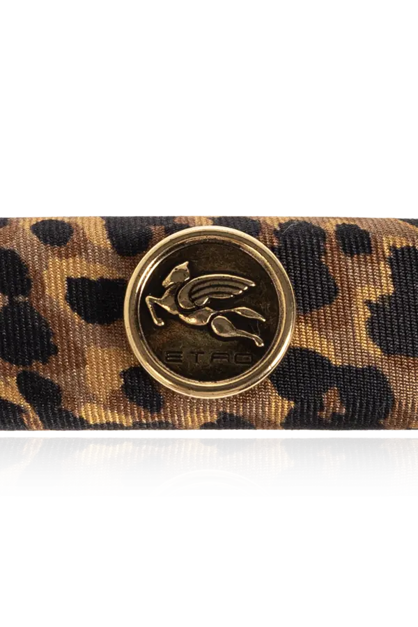 Etro Hair Clip With Animal Print And Gold Logo