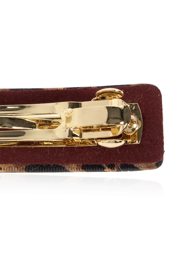 Etro Hair Clip With Animal Print And Gold Logo
