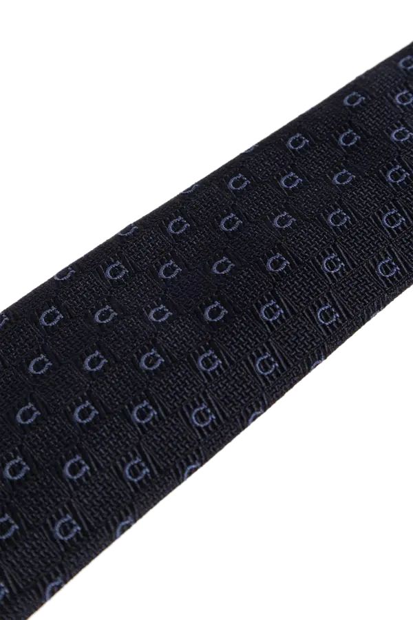 FERRAGAMO Silk Tie With Emblem Pattern