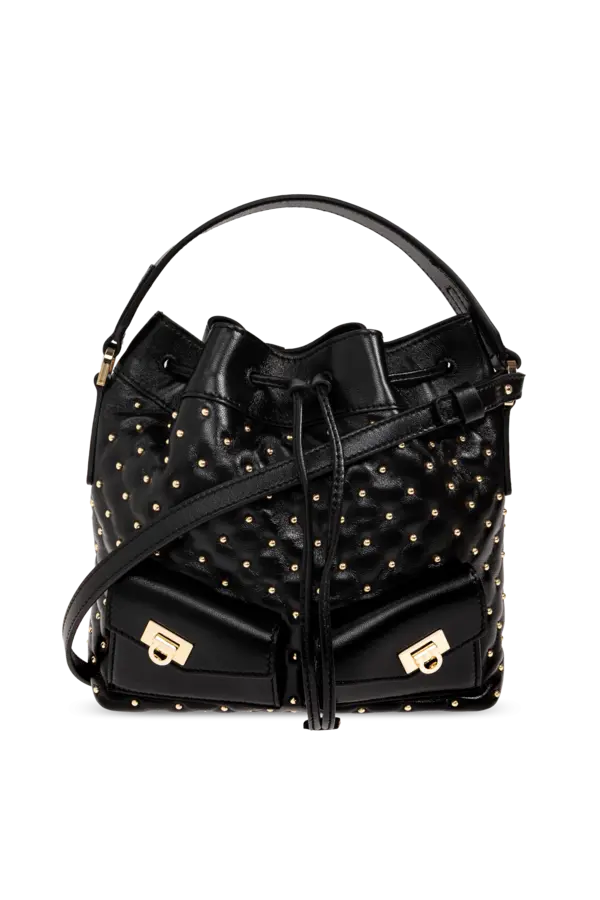 FERRAGAMO Leather Bag `drawstring - Black