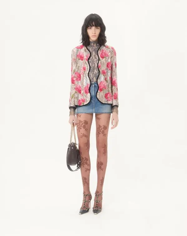 Valentino Garavani Embroidered Organza Jacket With Floral Sequins - Multicolour