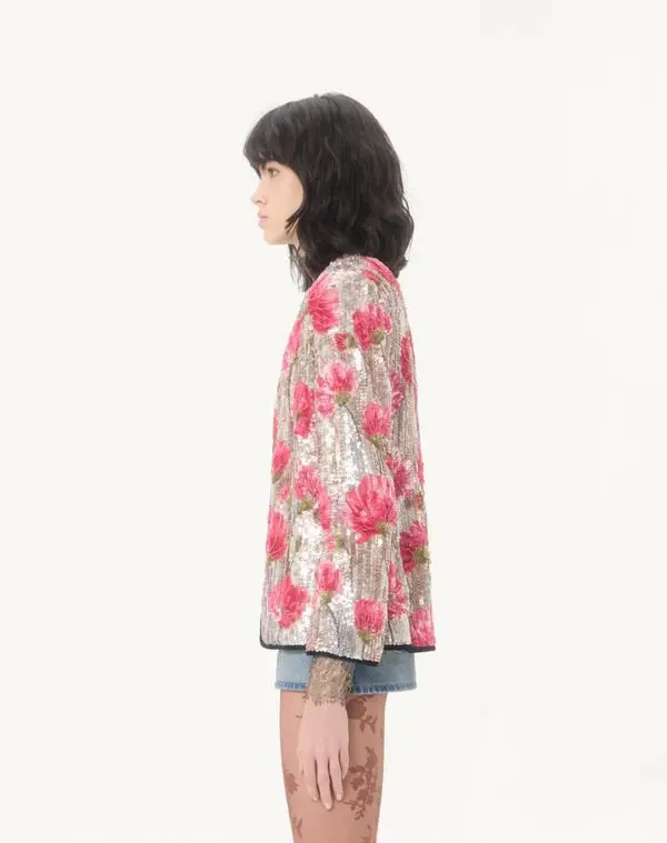 Valentino Garavani Embroidered Organza Jacket With Floral Sequins - Multicolour