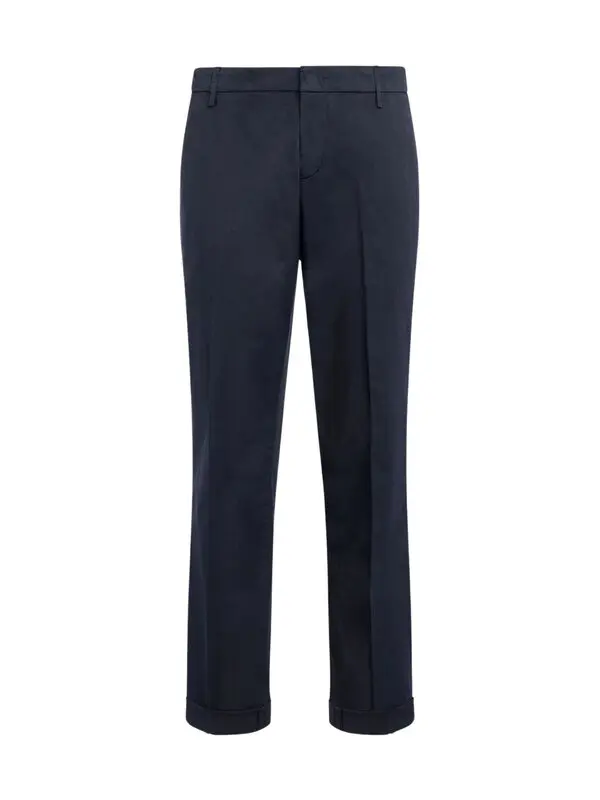 DONDUP Tailored Trousers With Cuffed Hem - Navy