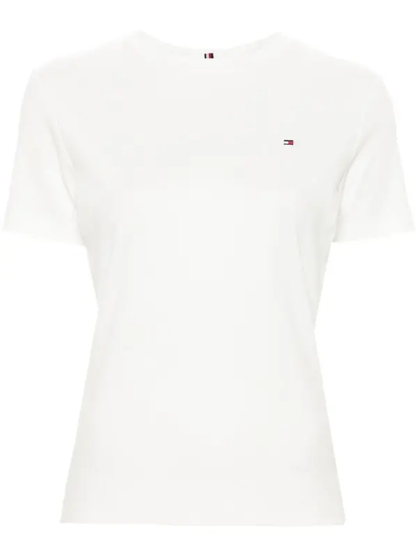 Tommy Hilfiger Ribbed Texture Crewneck T-shirt With Embroidered Logo