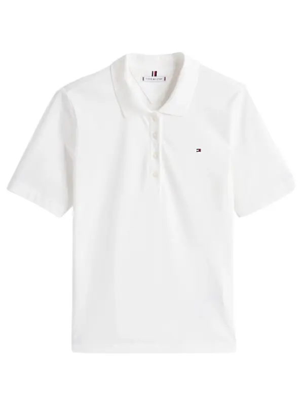 Tommy Hilfiger Short Sleeve Polo Shirt With Button Detail - Ecru