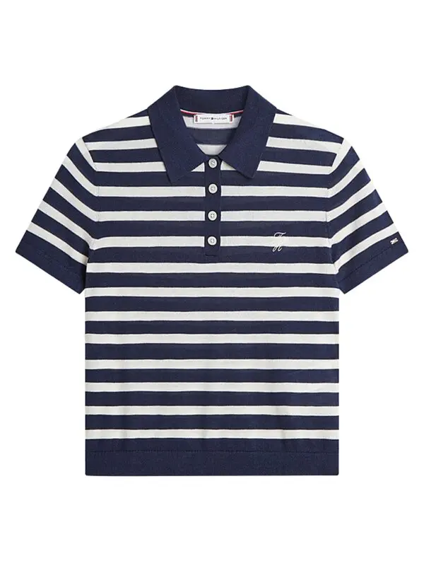 Tommy Hilfiger Striped Polo T-shirt - Navy
