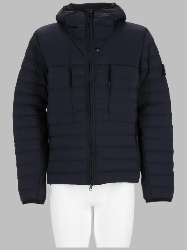 Stone Island Lightweight Hooded Puffer Jacket - Blue