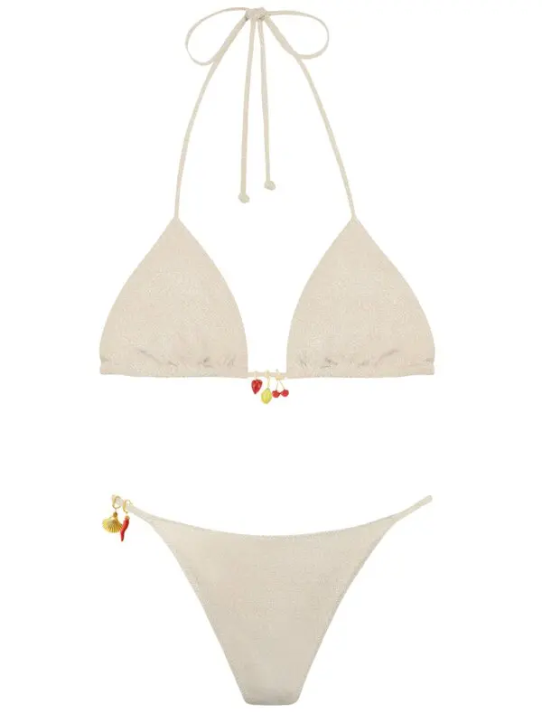 MC2 SAINT BARTH Embellished Triangle Bikini - Ivory