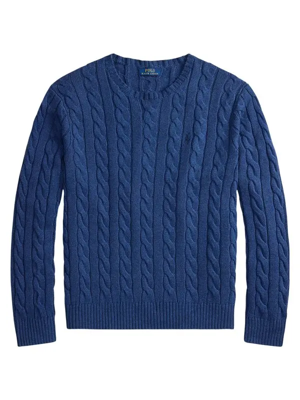 Ralph Lauren Cotton Cable Knit Crewneck Sweater - Navy