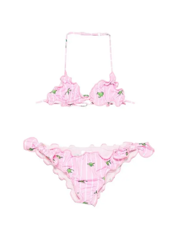 MC2 SAINT BARTH Mini Striped Swimwear With Turtle Motif - Pink