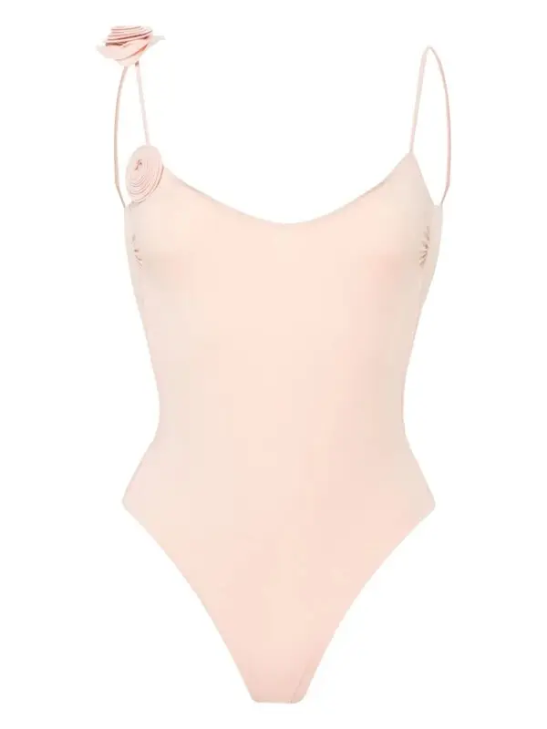 LA REVECHE One-shoulder Swimsuit With Rose Detail