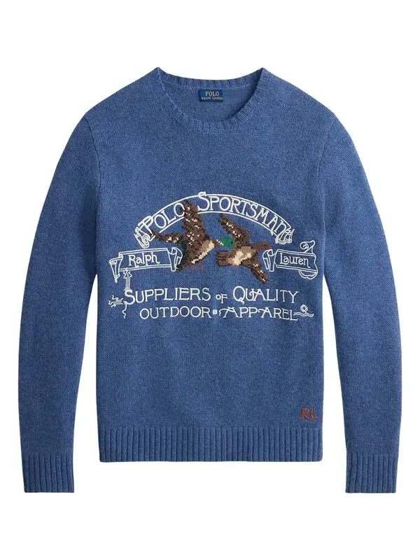 Ralph Lauren Crew Neck Sweater With Graphic Detail - Navy