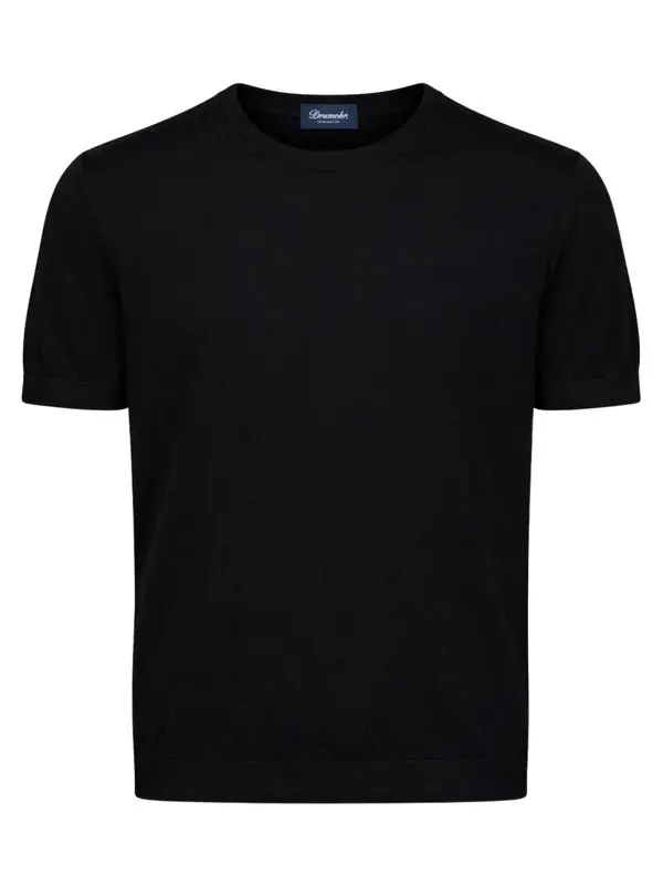 DRUMOHR Classic Round Neck Short Sleeve Sweater - Black
