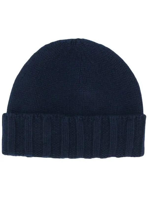 DRUMOHR 100% Cashmere Beanie Hat For - Navy