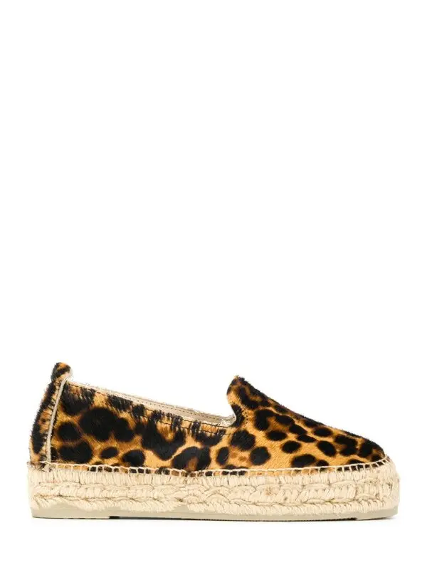 Manebí Leopard Print Calf Hair Leather Flats - Brown