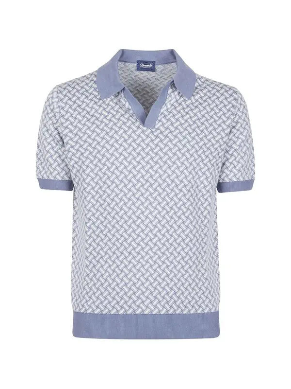 DRUMOHR V-neck Short Sleeve Ribbed T-shirt For - Navy