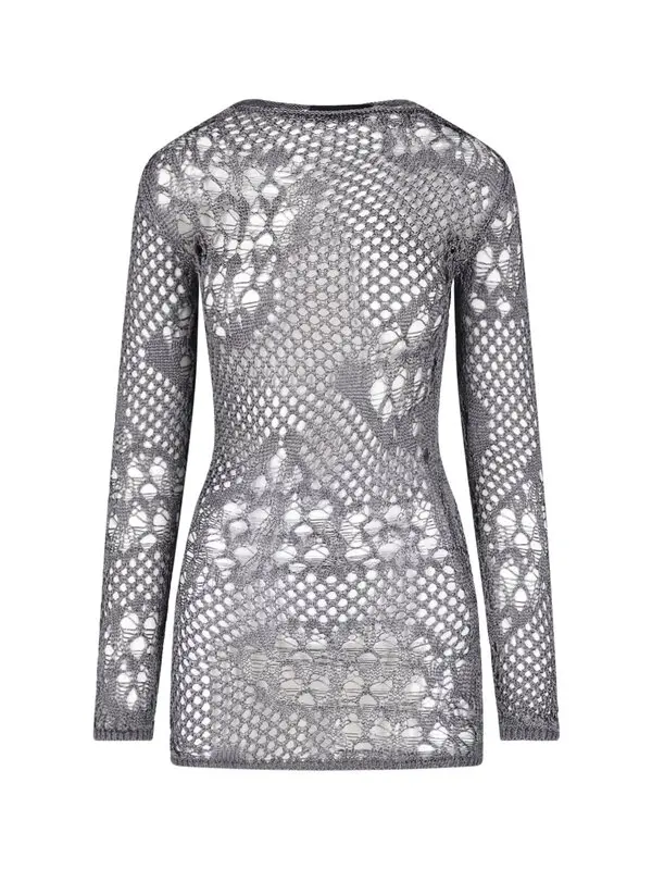DONDUP Crochet Knit Dress With Metallic Detail