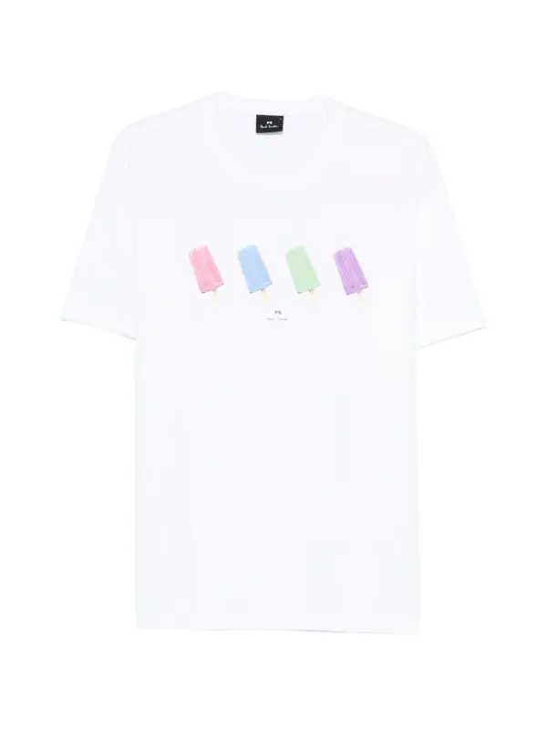 Paul Smith Graphic Print Crew Neck T-shirt Short Sleeves - White