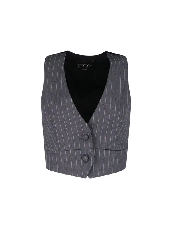 DONDUP Virgin Wool Blend Vest With Pin Stripes