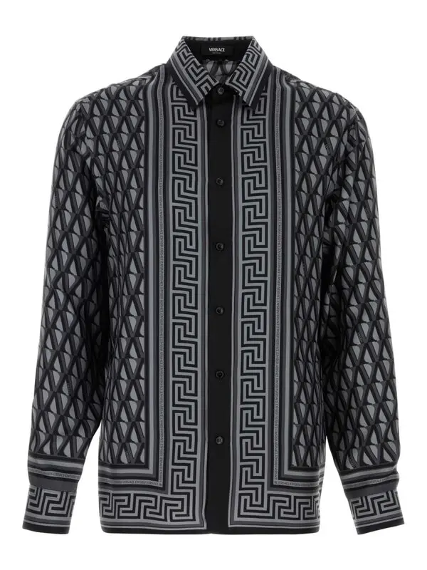 Versace Geometric Print Shirt - Grey