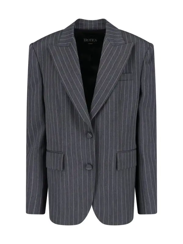DONDUP Tailored Wool Blend Blazer With Pinstripe Detail