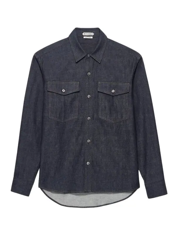 JW Anderson Denim Button-up Shirt With Chest Pockets - Navy